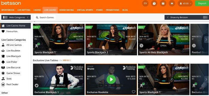 Betsson's Playtech tables now live | Livedealer.org
