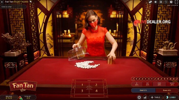 Playing Fan Tan Live from Evolution | Livedealer.org