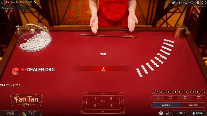 Playing Fan Tan Live from Evolution | Livedealer.org