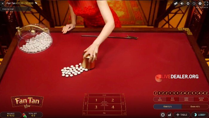 Playing Fan Tan Live from Evolution | Livedealer.org