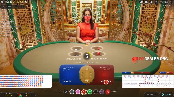 Live Dealer Bac Bo from Evolution | Livedealer.org