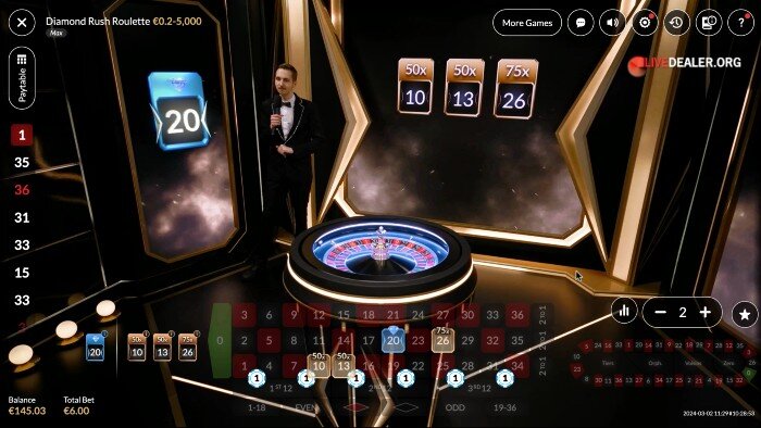 Diamond Rush Roulette Live from OnAir Entertainment | Livedealer.org