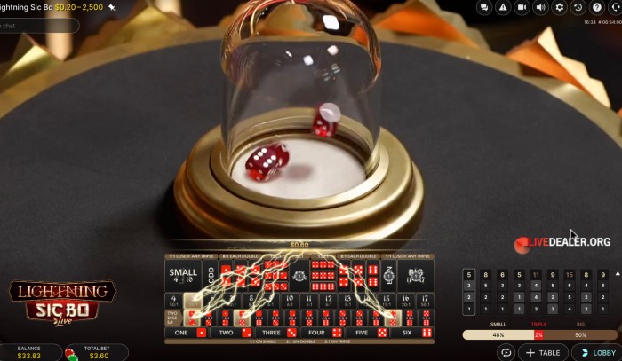 Lightning Sic Bo Live from Evolution | Livedealer.org