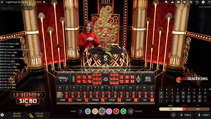 Lightning Sic Bo Live from Evolution | Livedealer.org